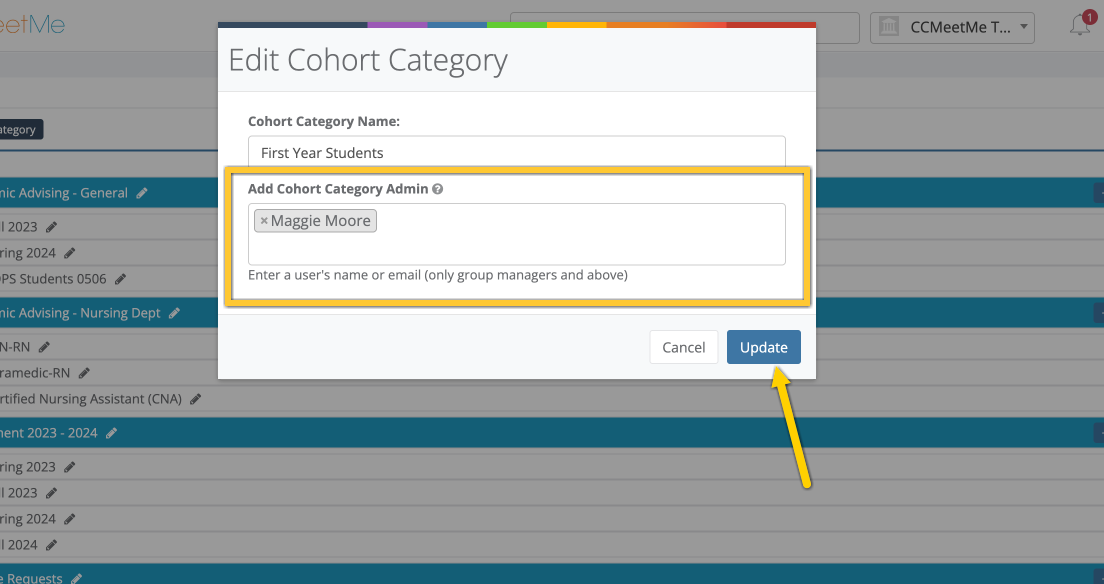 Add a Cohort Category Admin